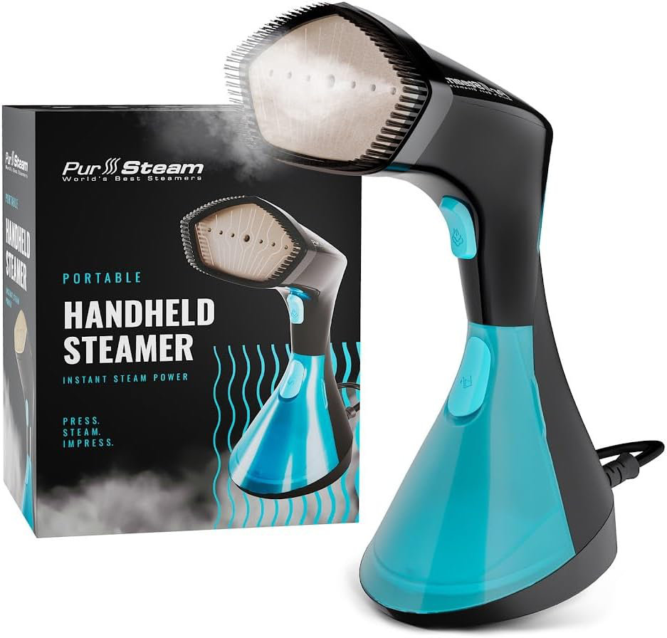 PurSteam Handheld Garment Steamer for Clothes – Powerful Wrinkle Remover with 3 Steam Settings ...
